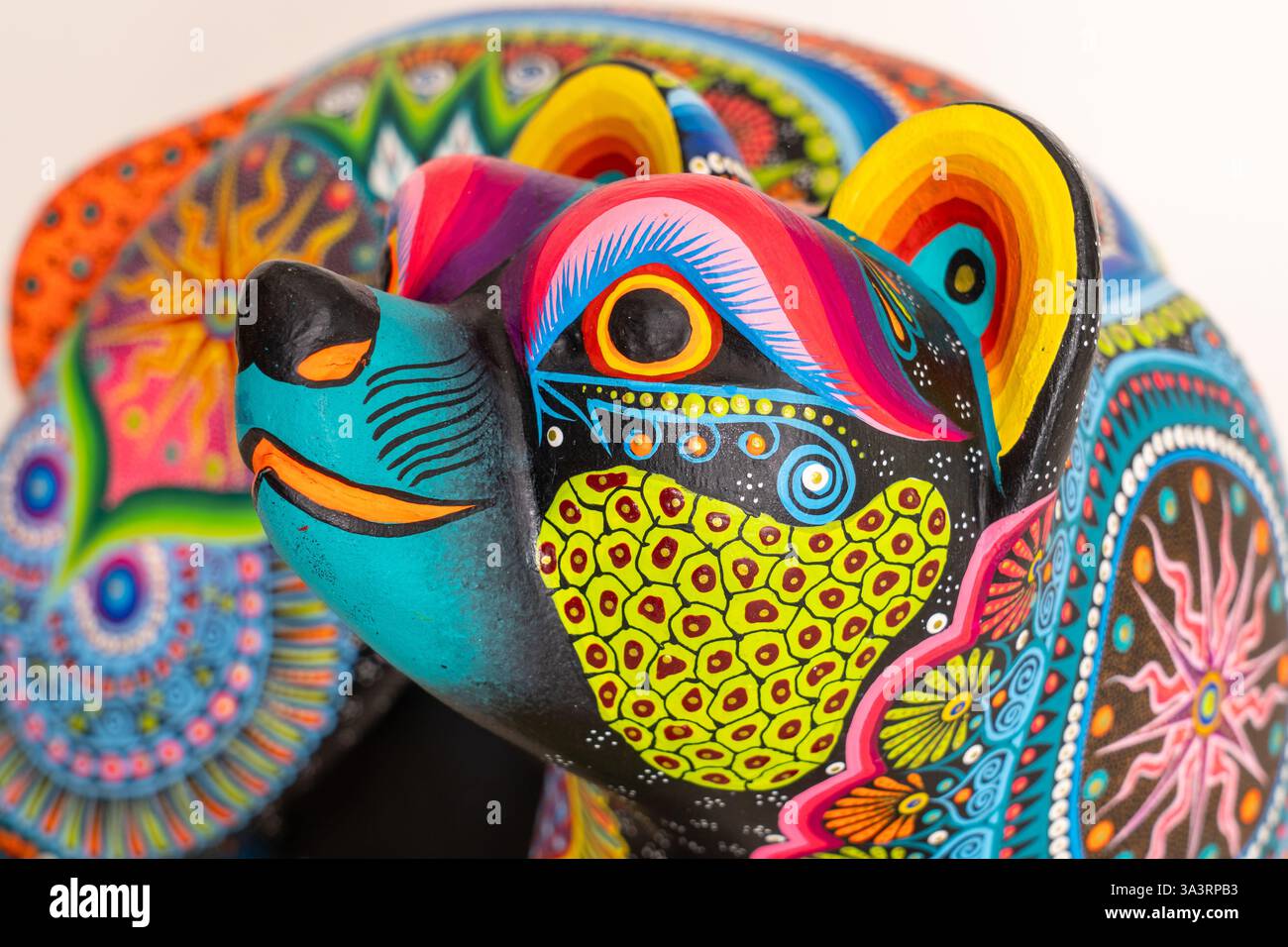 A painted alebrije bear with Zapotec designs from Oaxaca, Mexico Stock ...