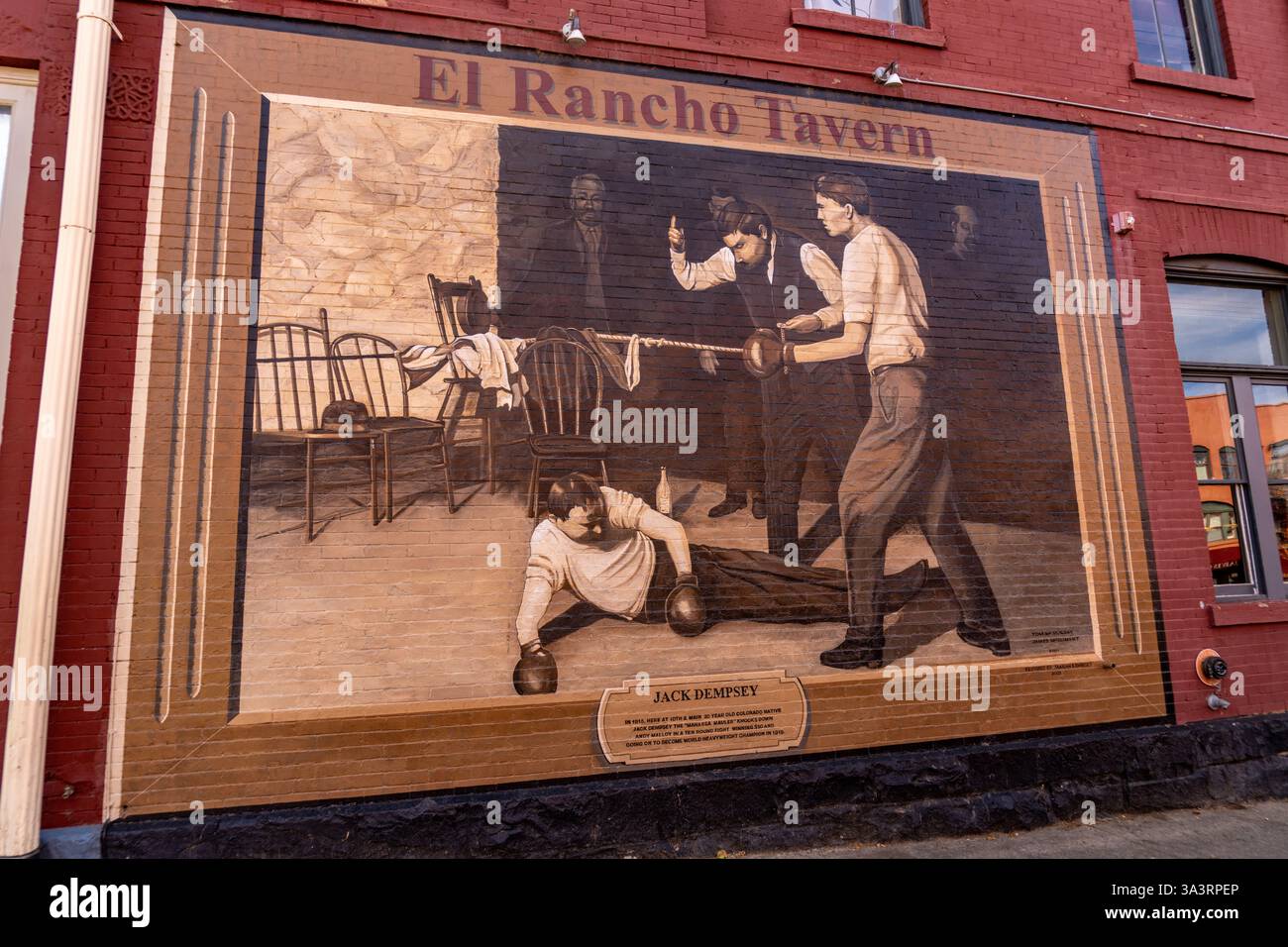 A mural depicting the 1915 boxing match between Jack Dempsey & Andy ...