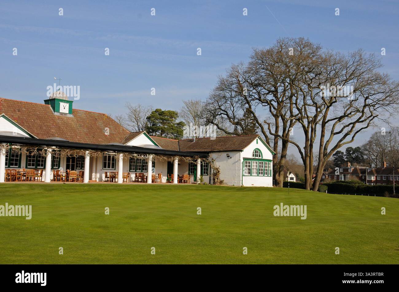 View over 14th Green to the Clubhouse; Woking Golf Club; Woking; Surrey ...