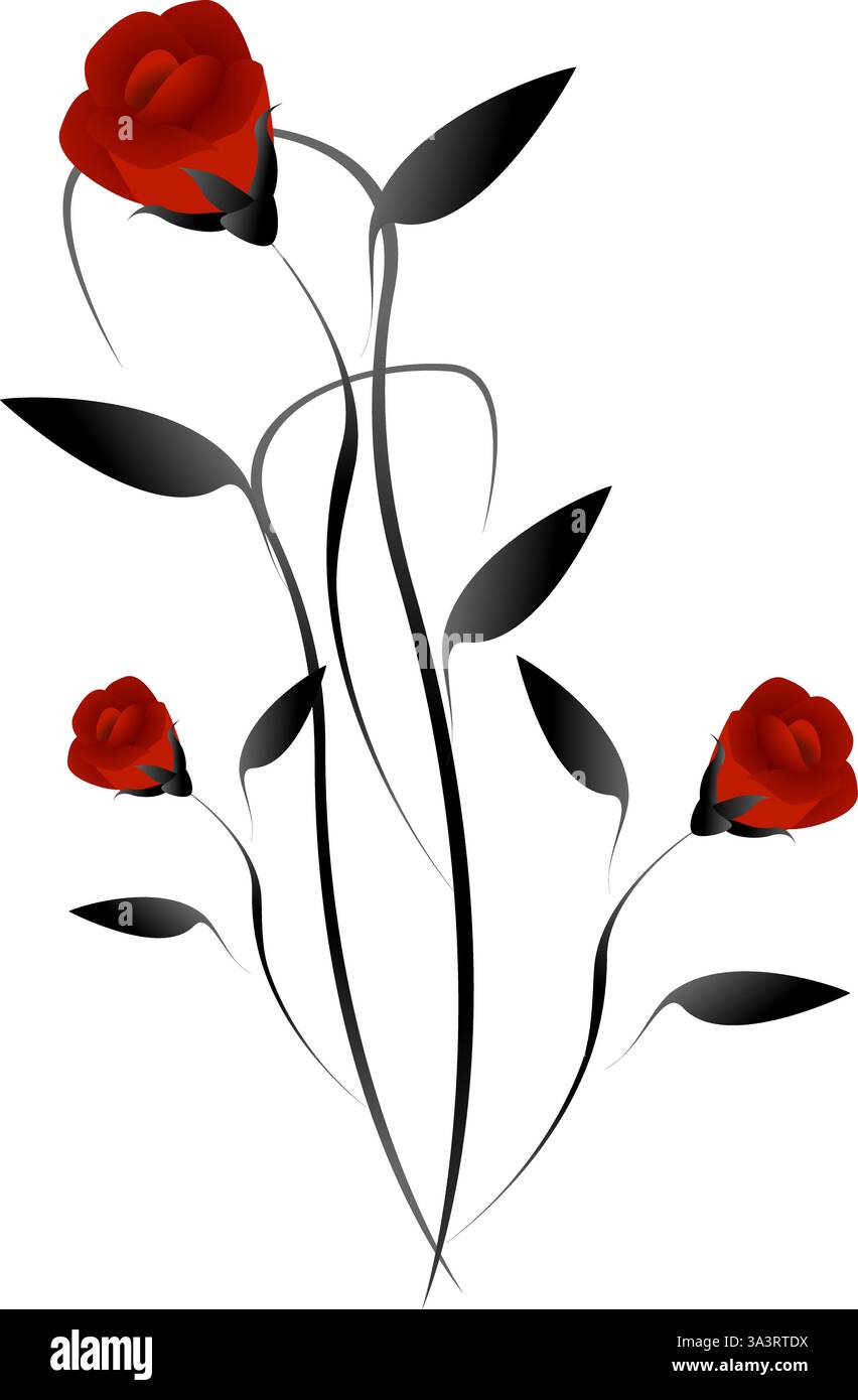 Three flower branches Cut Out Stock Images & Pictures - Alamy