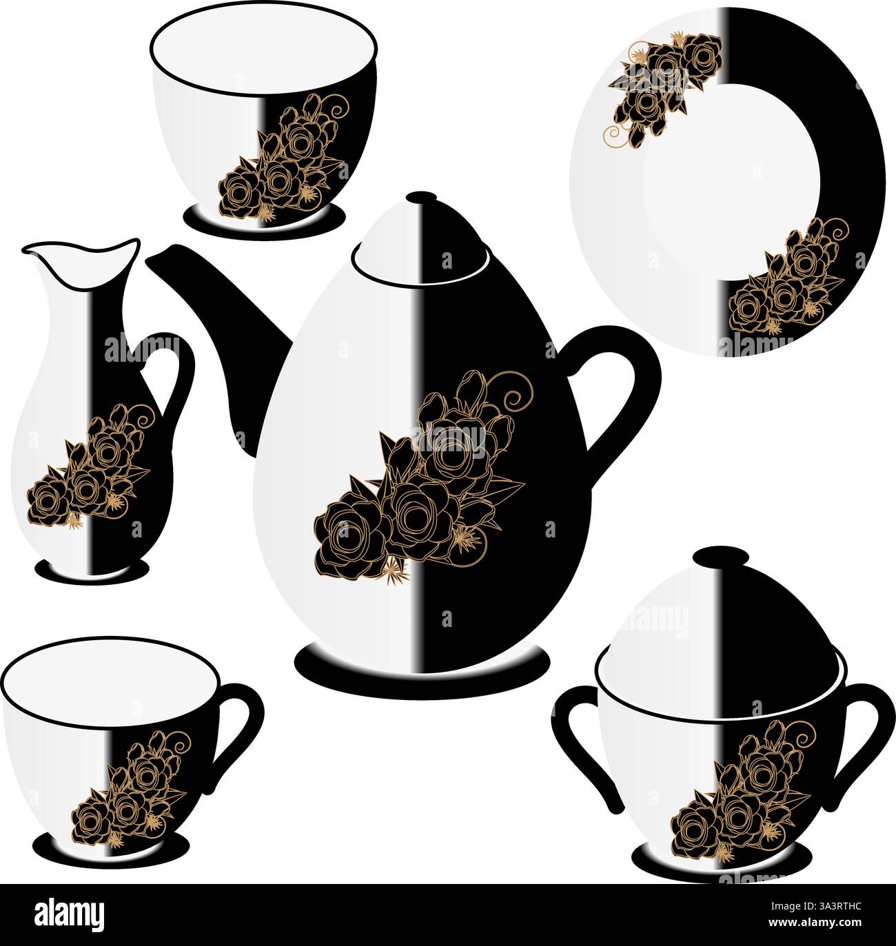 Set ceramic dishes bowl Stock Vector Images - Alamy