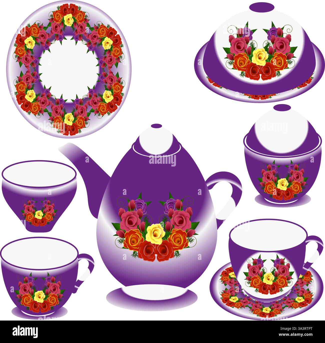 Floral porcelain cup black Stock Vector Images - Alamy