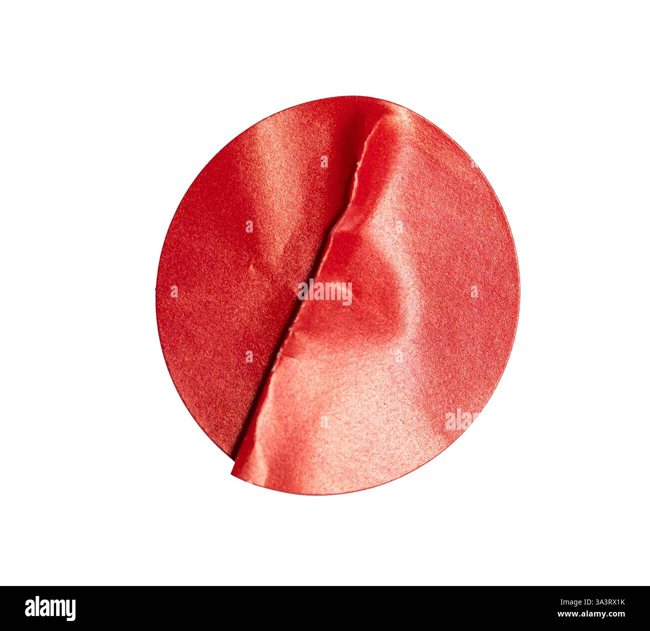 Crumpled red round sticker paper blank with transparent background ...