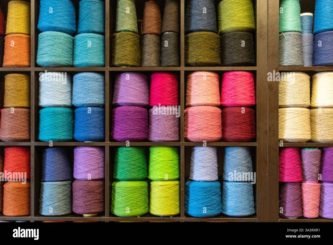 Different Colored Wool displayed at Farfield Mill in Yorkshire ...