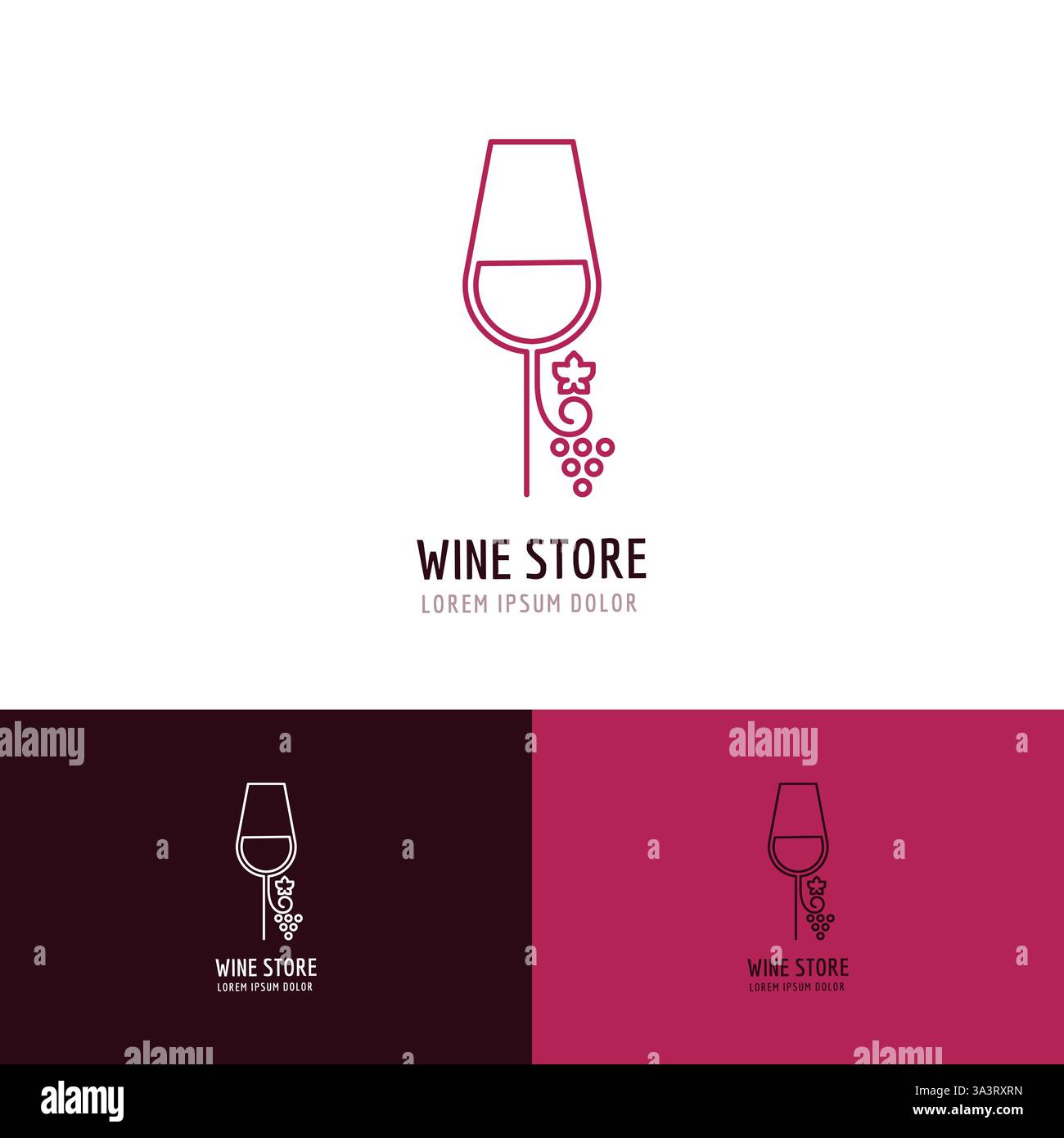 Wine glass and grape vine on stem. Logo icon sign emblem design ...