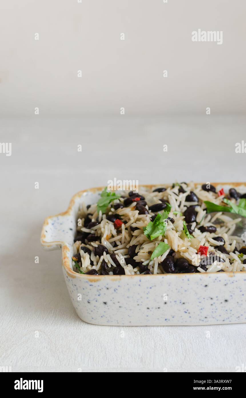 Traditional Costa Rican dish - Gallopinto. Black beans and rice stewed ...