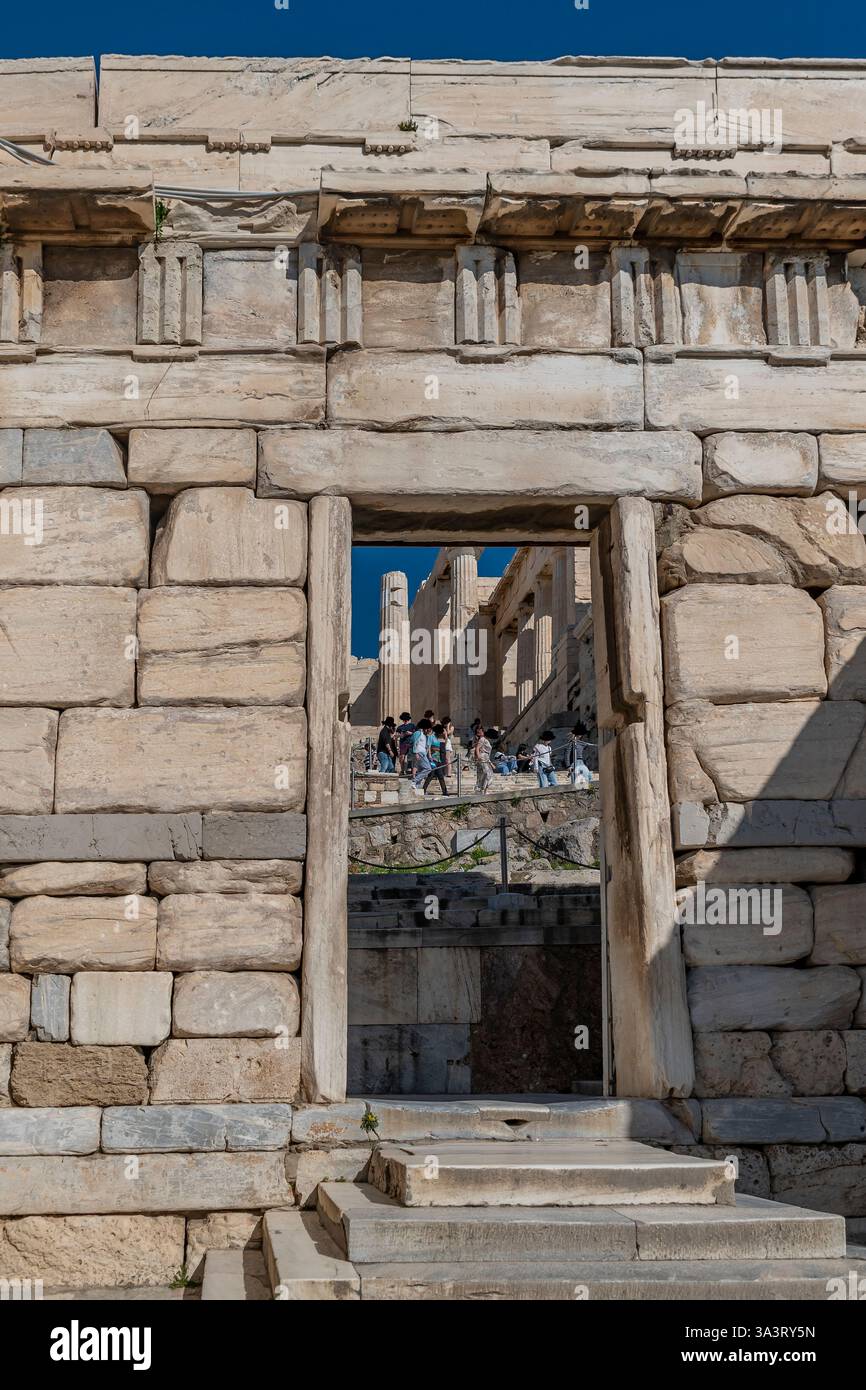 The Beulé Gate which gives access to the Acropolis of Athens, Greece Stock Photo - Alamy