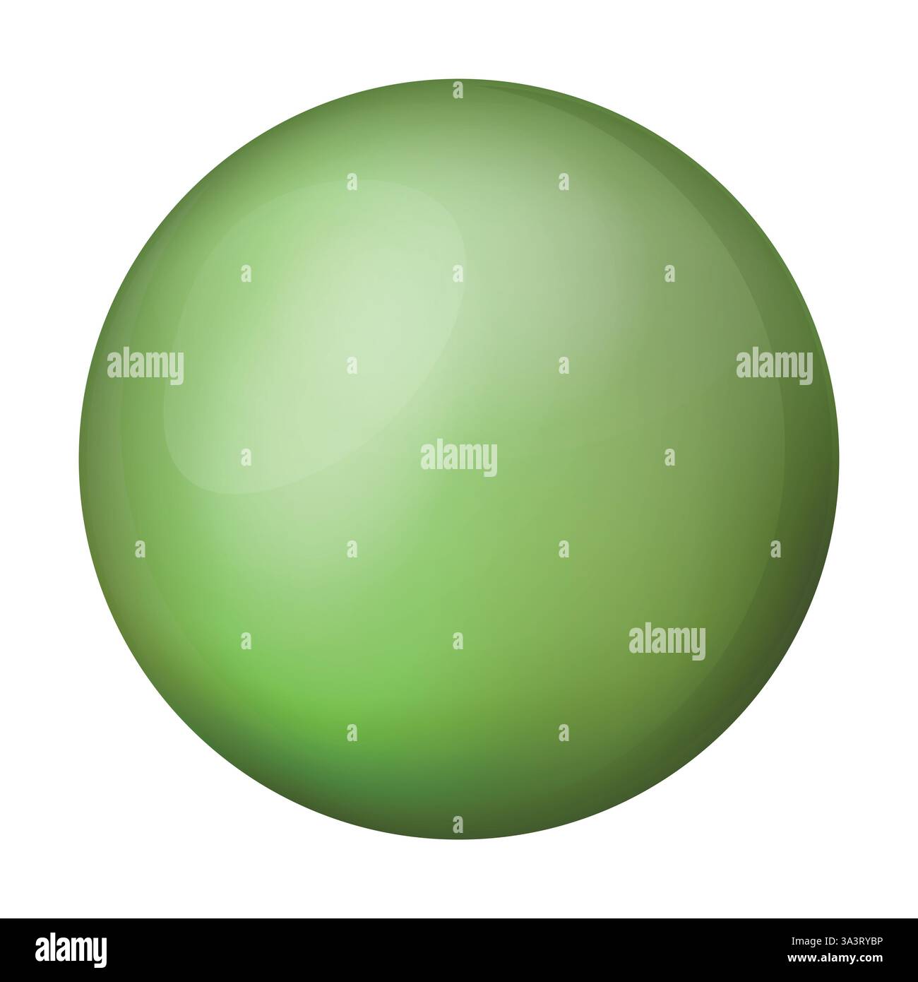 Glass green ball or precious pearl. Glossy realistic ball, 3D abstract ...