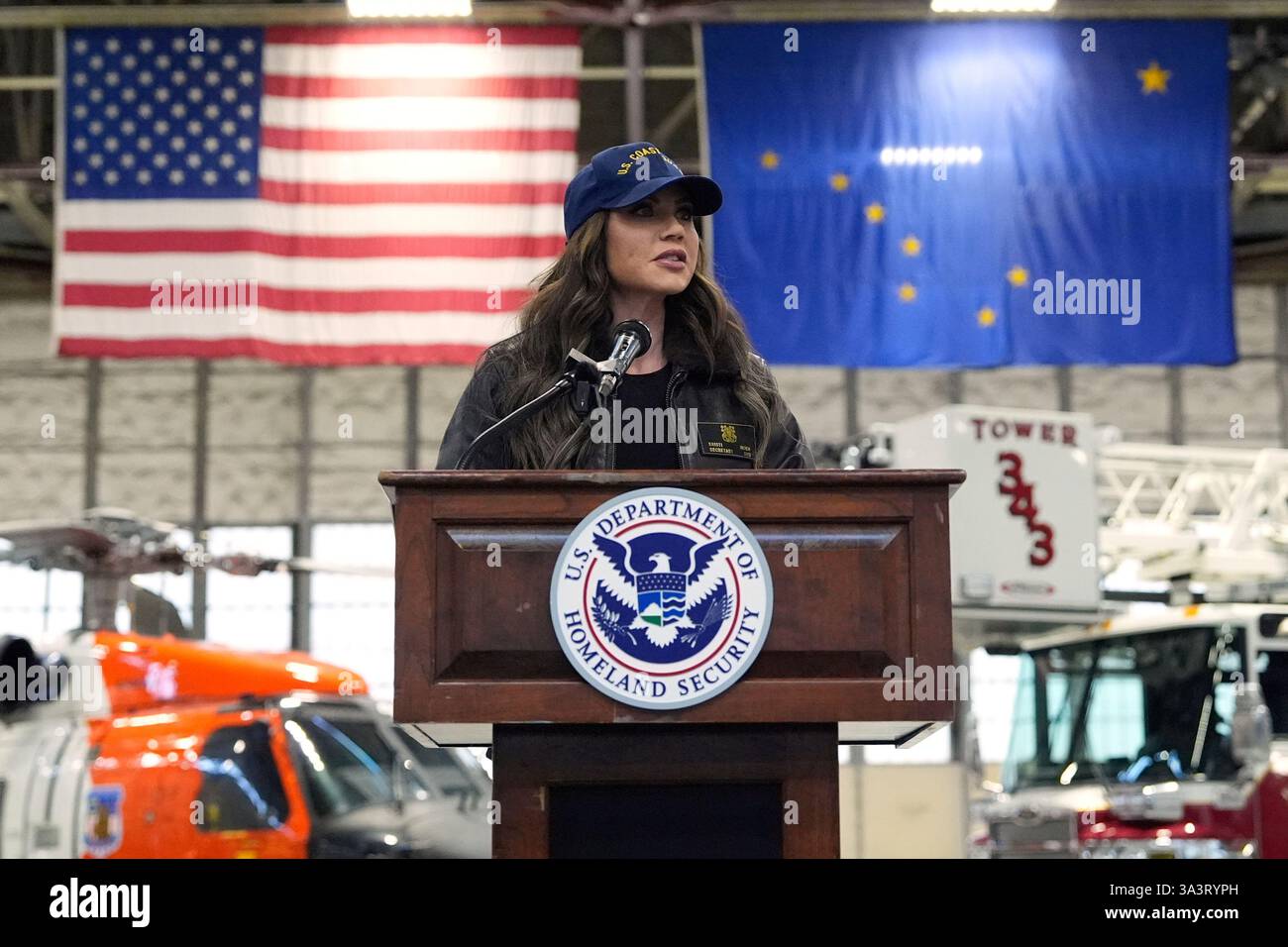 Homeland Security Secretary Kristi Noem speaks at U.S. Coast Guard Air ...