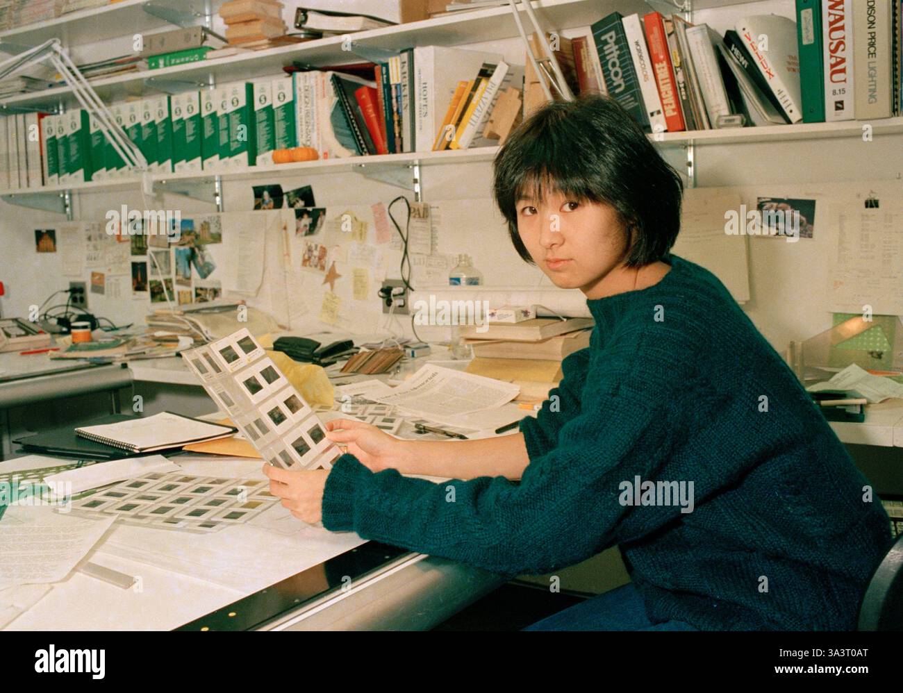 Maya Lin, a 28-year-old architect, pauses in her New York office ...