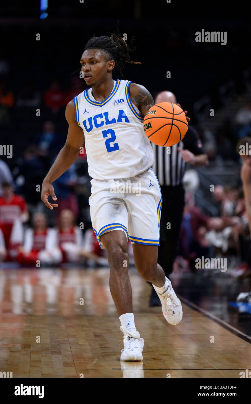 INDIANAPOLIS, IN - MARCH 14: UCLA Bruins guard Dylan Andrews (2) brings ...