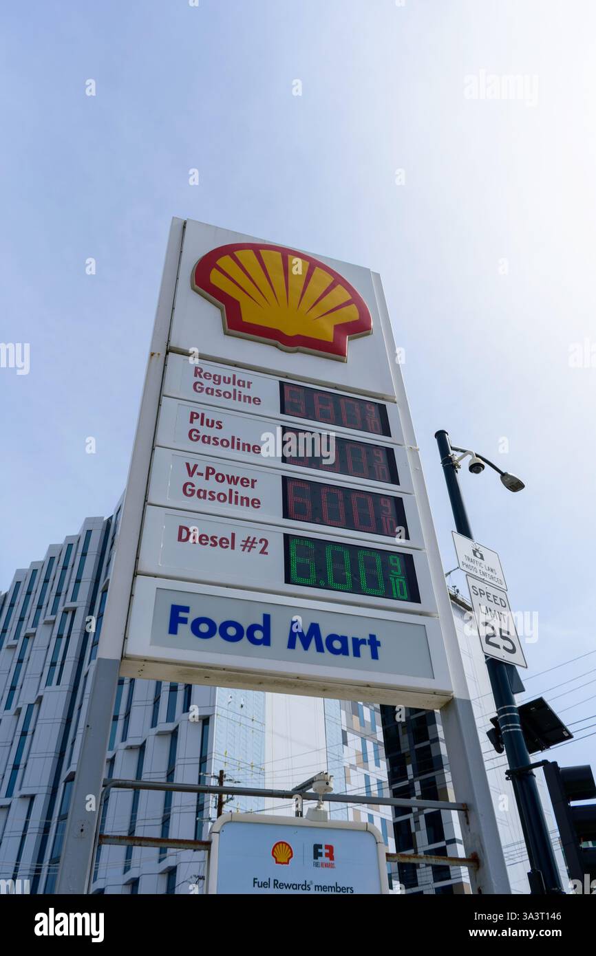 Shell fuel price display includes high gasoline and diesel prices ...