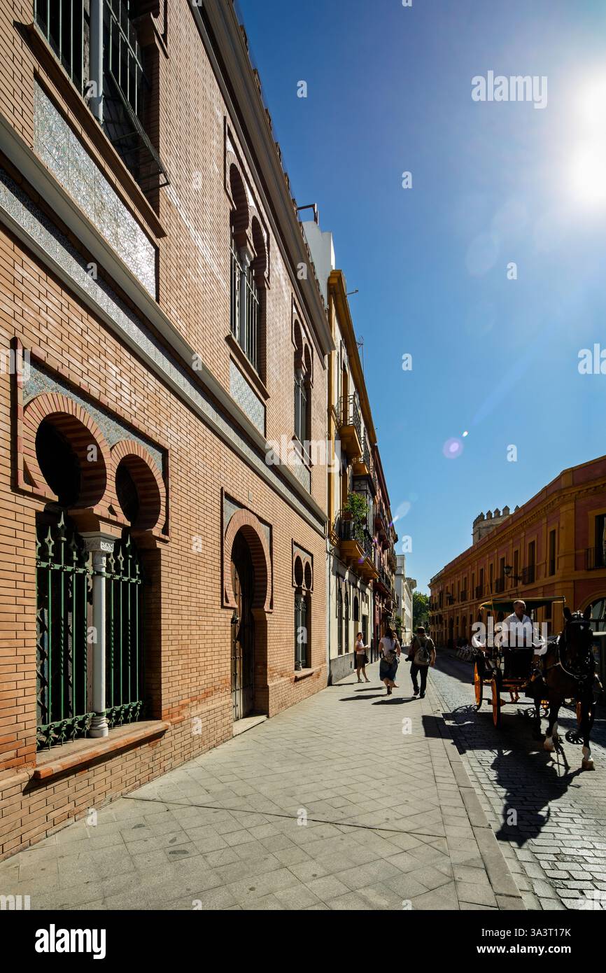 Seville, Spain, Aug 3 2012, Historic Seville building showcases ...