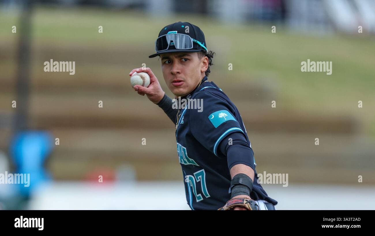 Coastal Carolina infielder Freddy Rodriguez (27) in action during an ...
