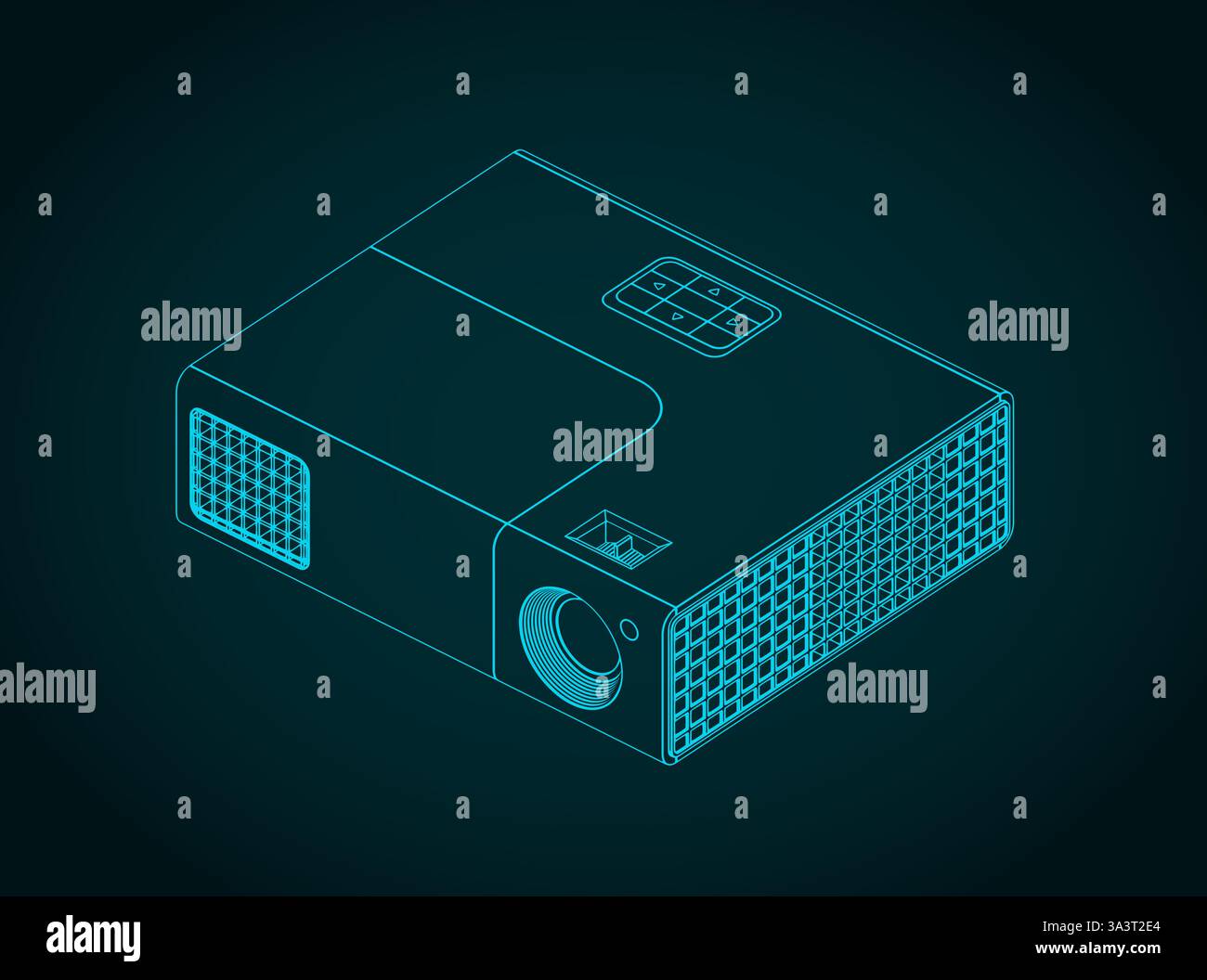 Stylized vector illustration of a multimedia projector drawings Stock ...