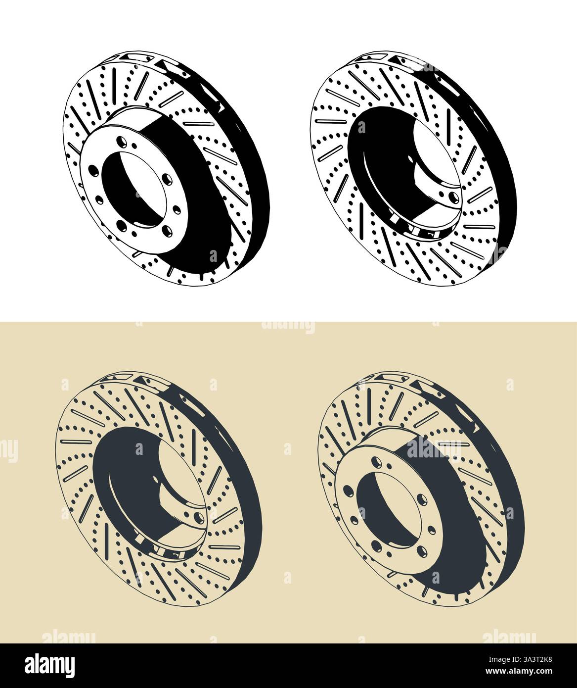 Stylized vector illustrations of a heavy duty brake disc Stock Vector ...