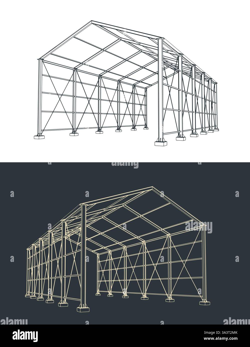 Large industrial shelter shed for equipment storage Stock Vector Image ...
