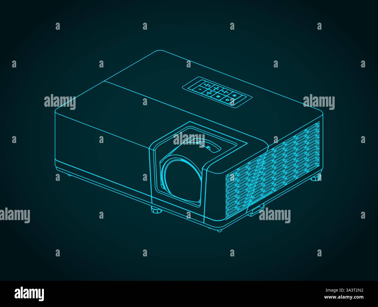 Stylized vector illustration of a multimedia projector blueprint Stock ...