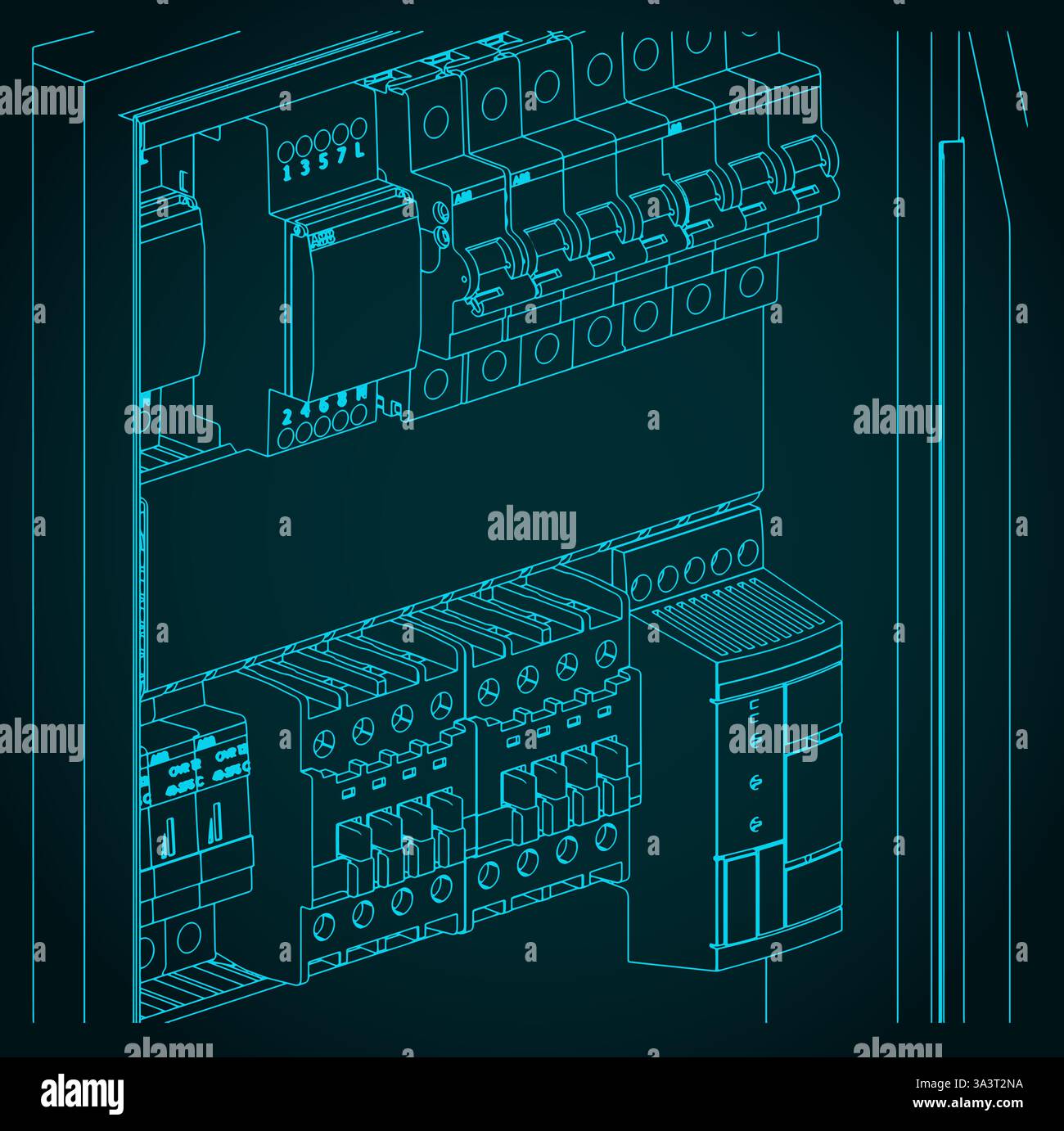 Stylized vector illustration of a electrical panel board close-up Stock ...