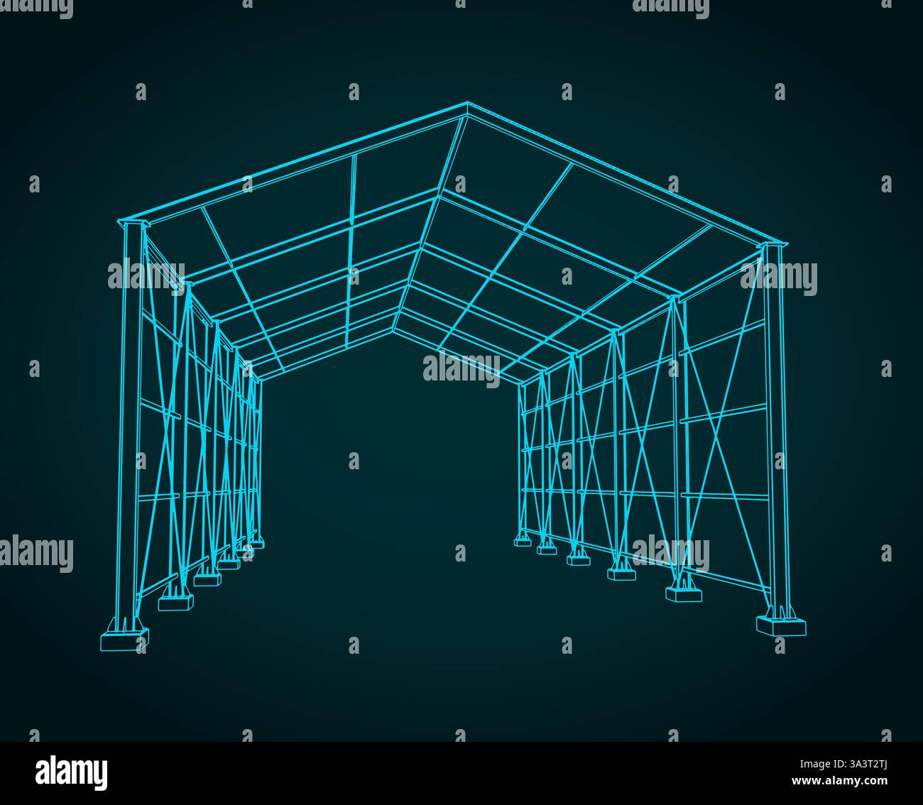 Industrial shelter shed for equipment storage sketch Stock Vector Image ...