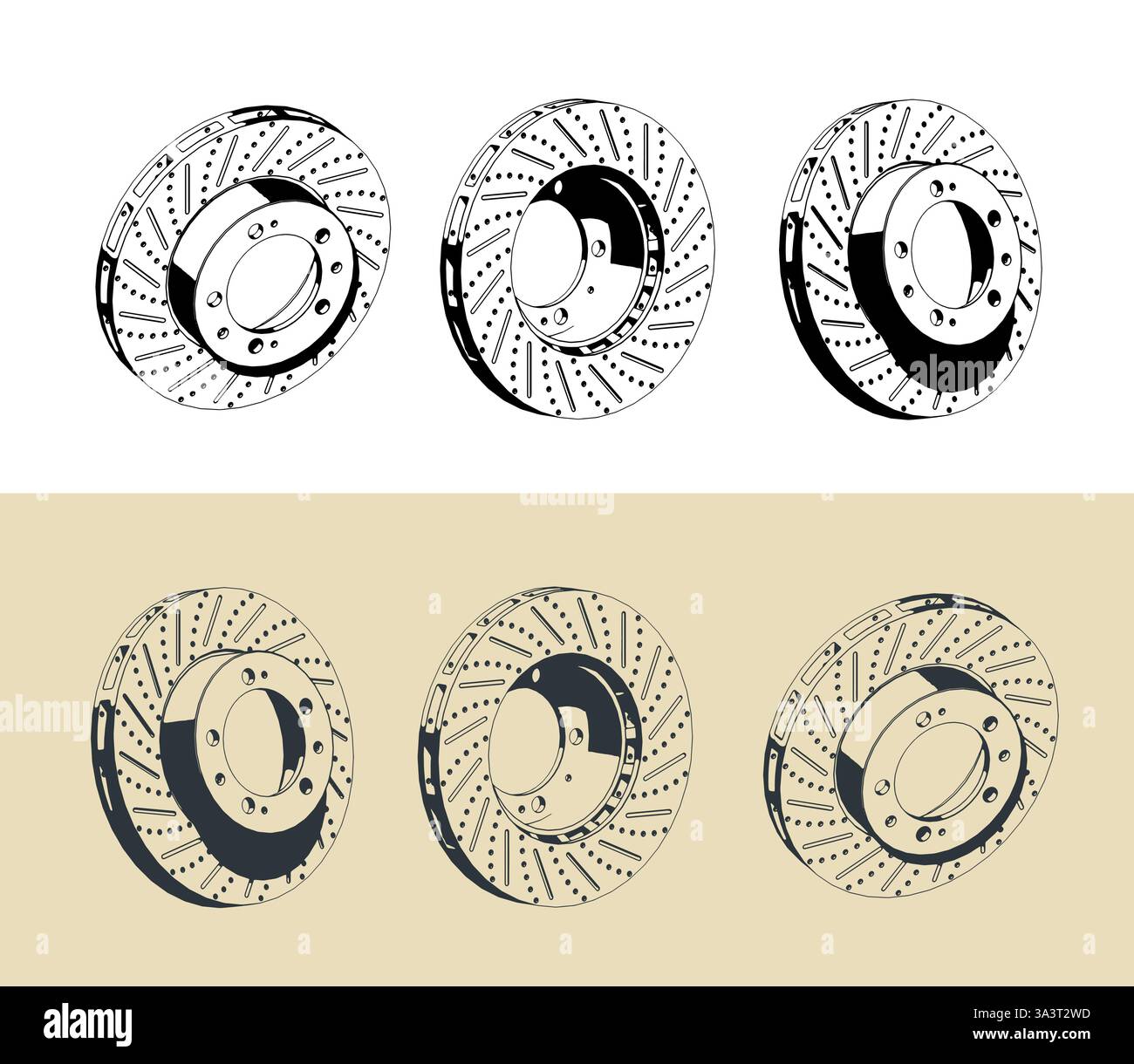 Stylized vector illustrations of a heavy duty brake disc Stock Vector ...