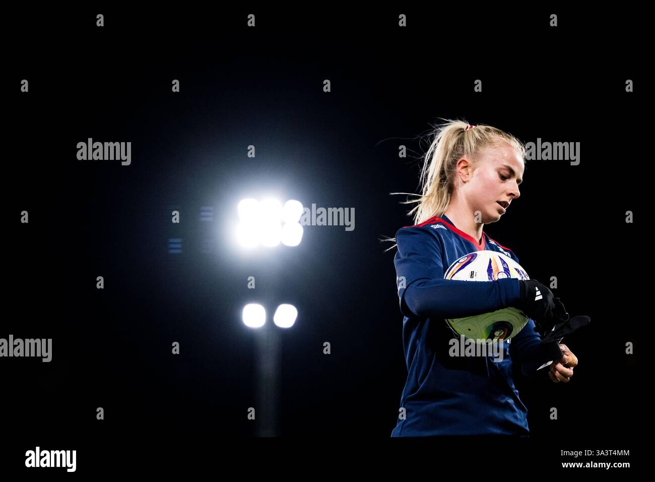 250317 Rosengårds Emilie Woldvik under fotbollsmatchen i Svenska Cupen ...