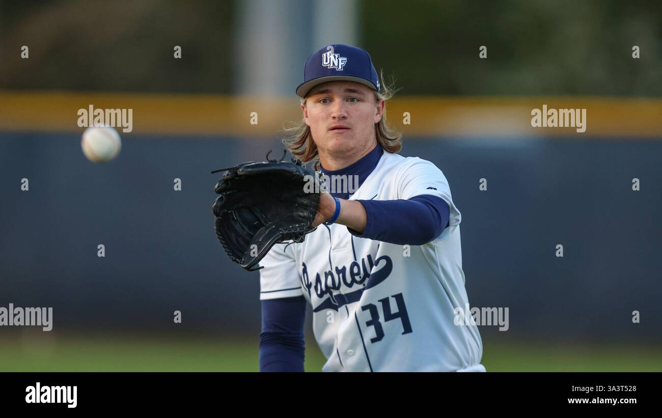 North Florida pitcher Brandon Adams (34) warms up before an NCAA ...