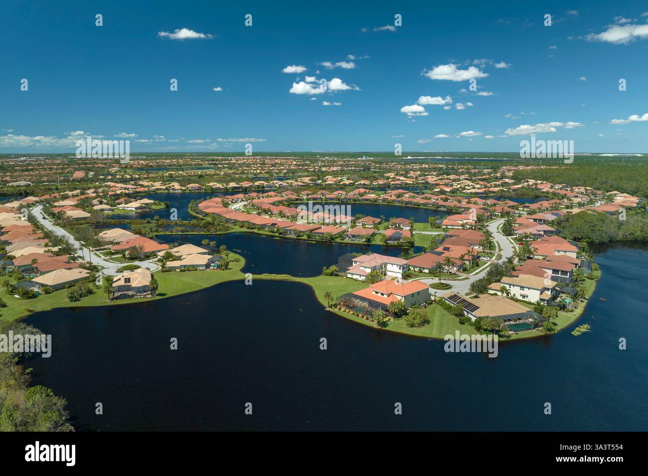 Aftermath of natural disaster. Surrounded by hurricane Ian rainfall ...