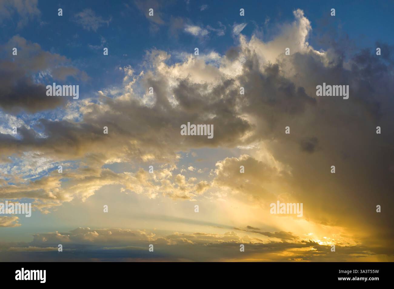 Amazing sunset skyscape. Evening sky with bright colorful orange and ...