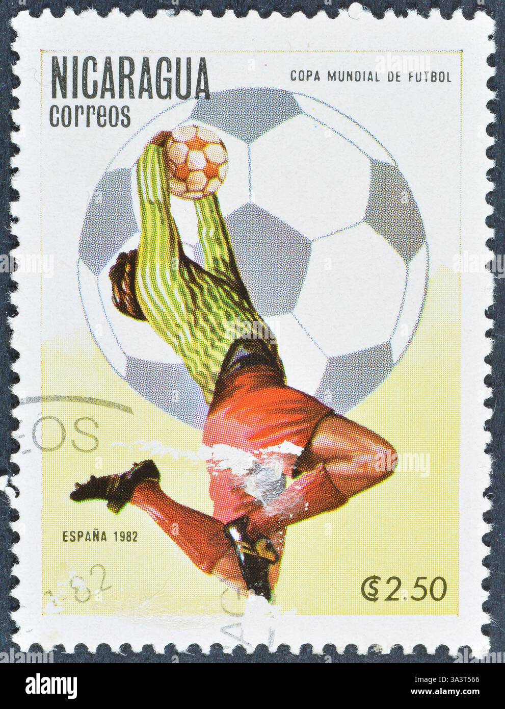 Cancelled postage stamp printed by Nicaragua, that shows Football ...