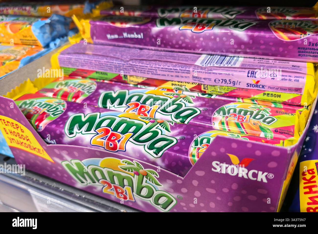Bobruisk, Belarus - March 2, 2025: A shelf brimming with various fruit ...