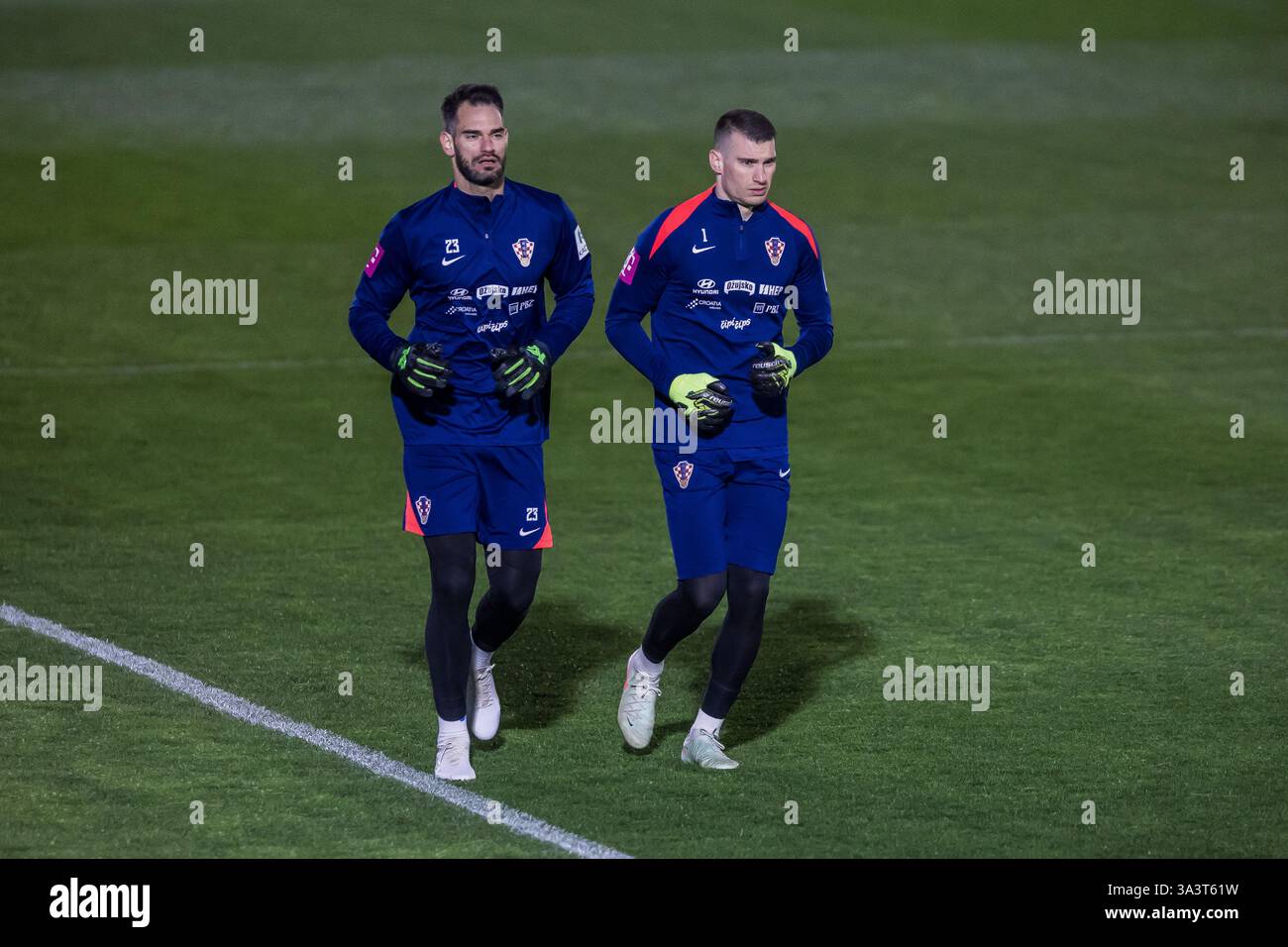 Split, Hrvatska. 17th Mar, 2025. Goalkeepers of Croatia Ivica Ivusic ...