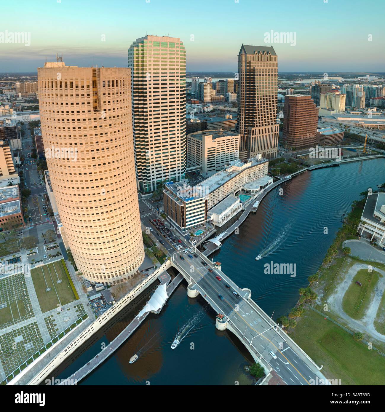 Tampa, Florida. High skyscraper buildings in downtown district ...