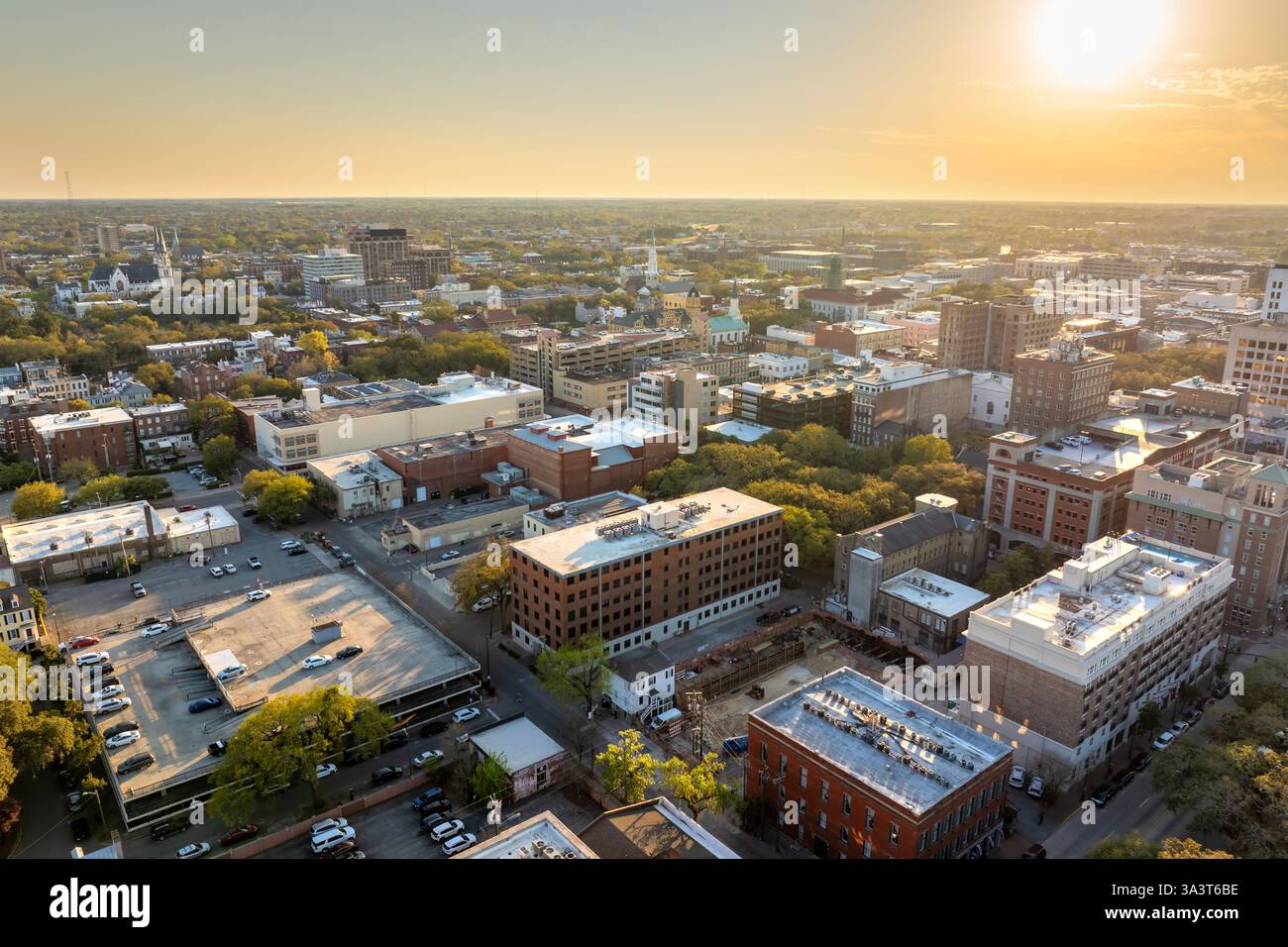 Old historic city architecture in Southern USA. View from above of ...