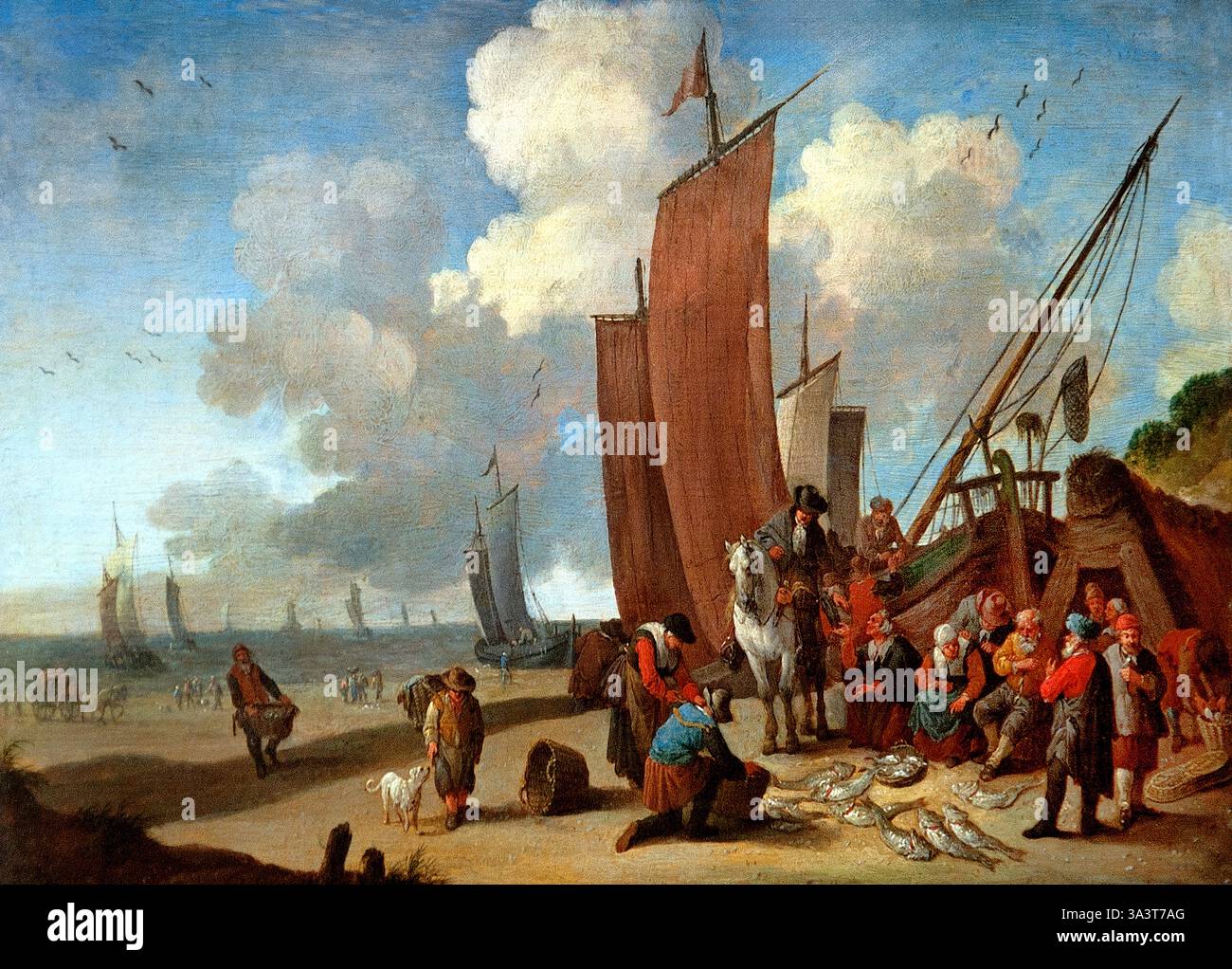 Fishmongers on a beach - Marchands de poissons sur un plage 1683 by ...
