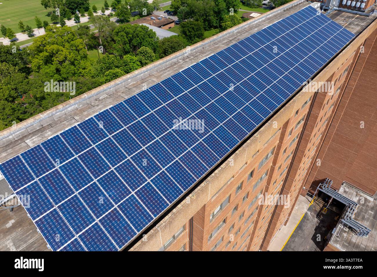 Photovoltaic panels on solar rooftop of condo building for producing ...