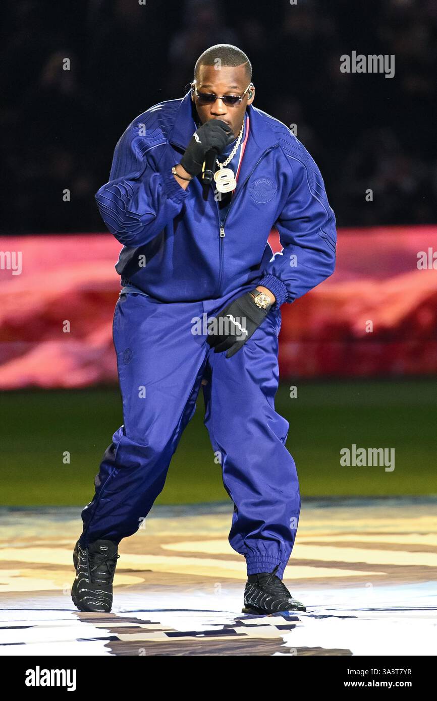 Paris, France. 16th Mar, 2025. Rapper SDM's performance before the ...