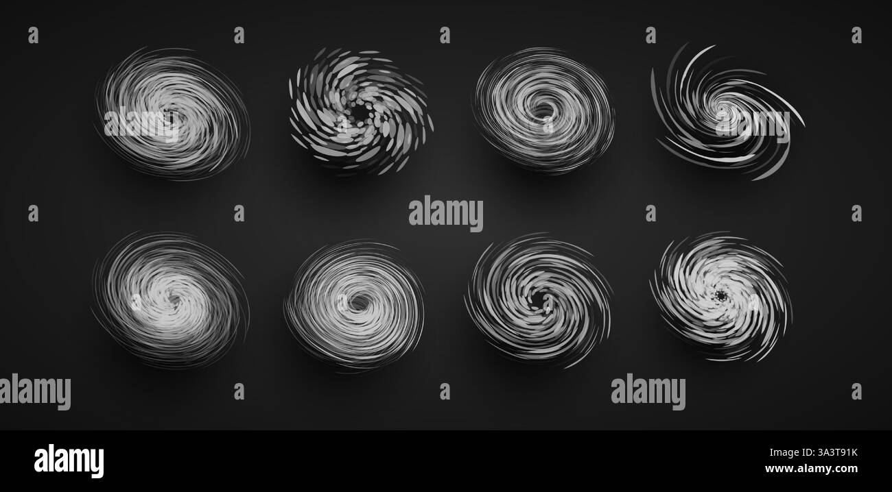 Set of tornado, hurricane, typhoon swirl icons representing extreme ...
