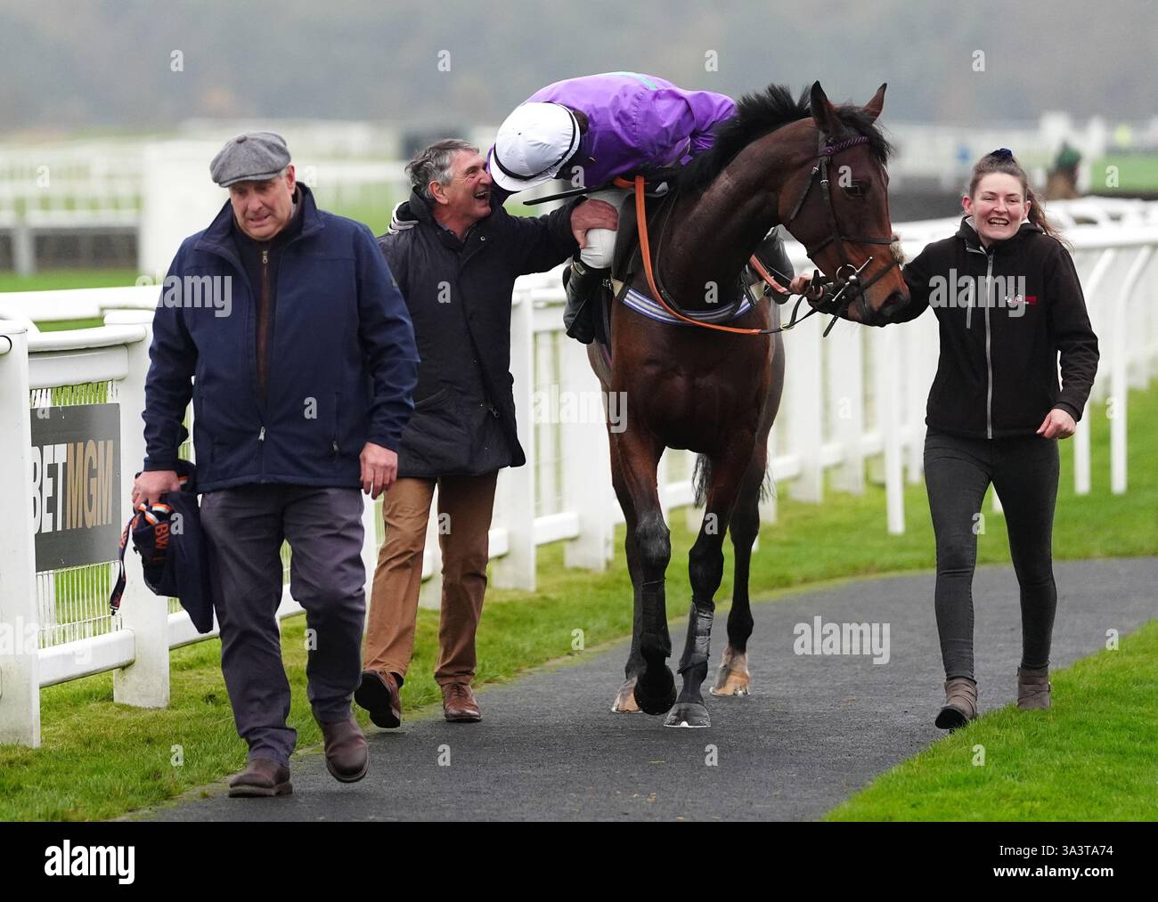 Jimmy Frost congratulates Bryony Frost after winning the ICL, Impact ...