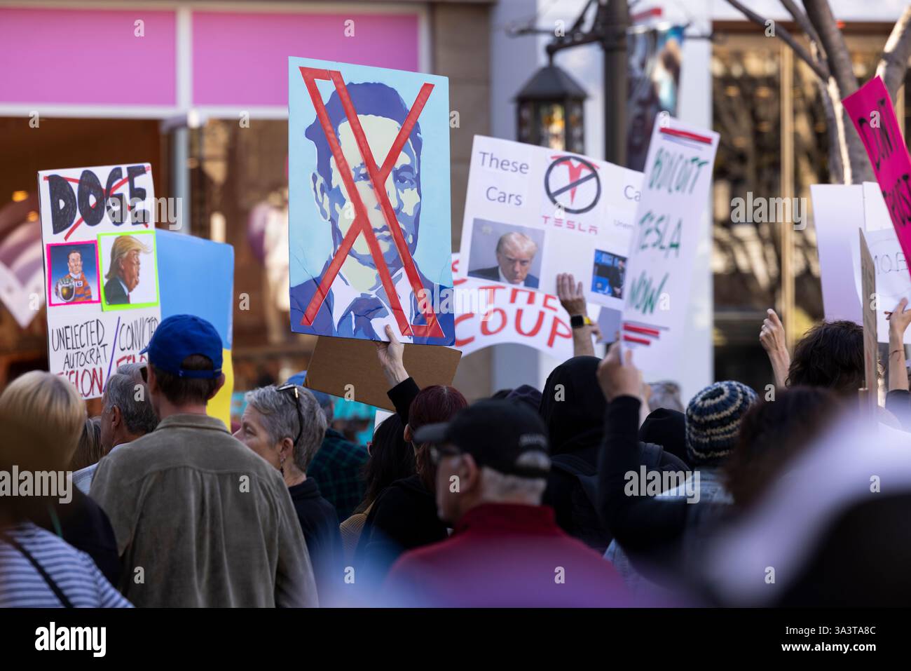 Glendale, California, USA - March 15, 2025: People participate in a ...
