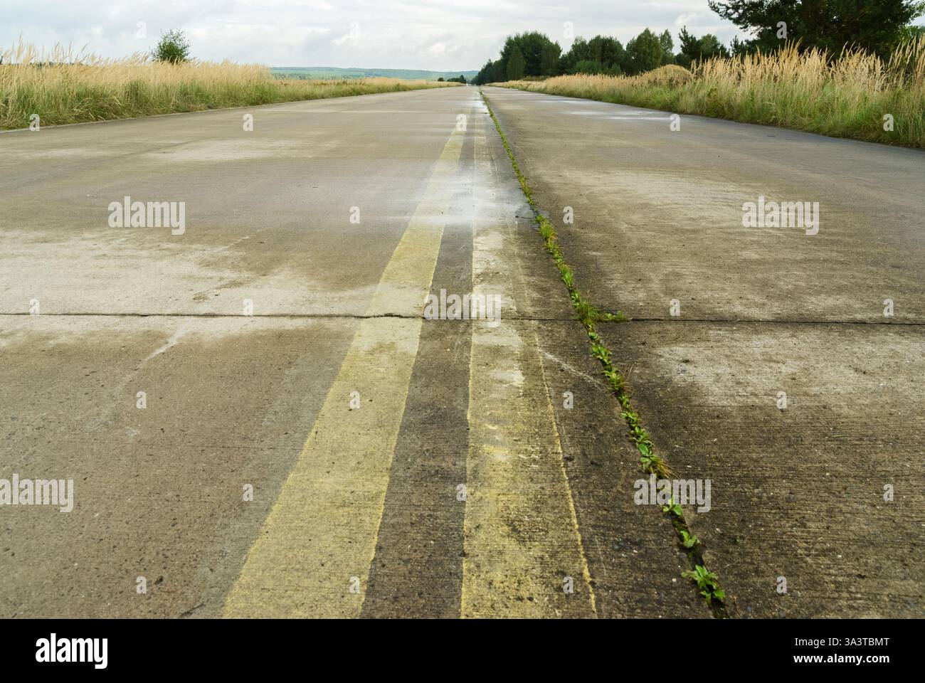 Runway of abandoned cold war Soviet era military airbase, Czech ...