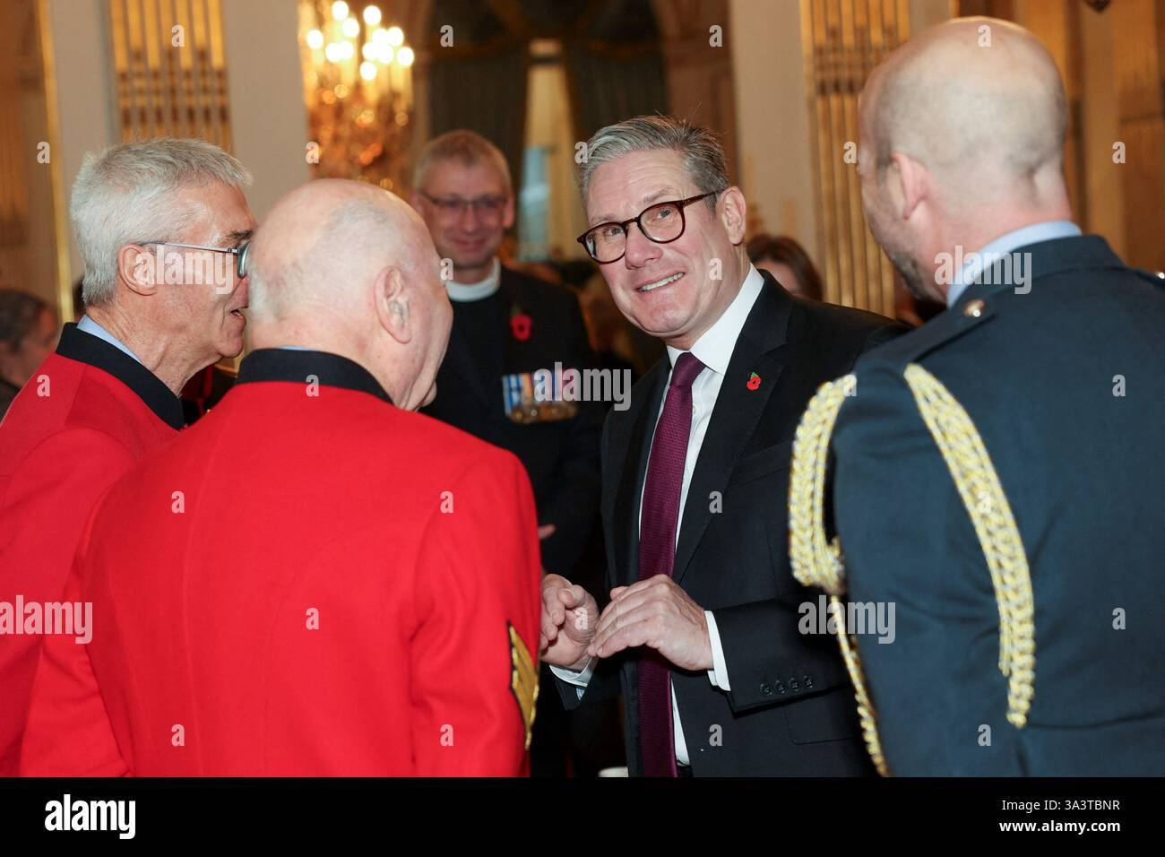 Prime Minister Sir Keir Starmer speaks with Chelsea Pensioners during a ...