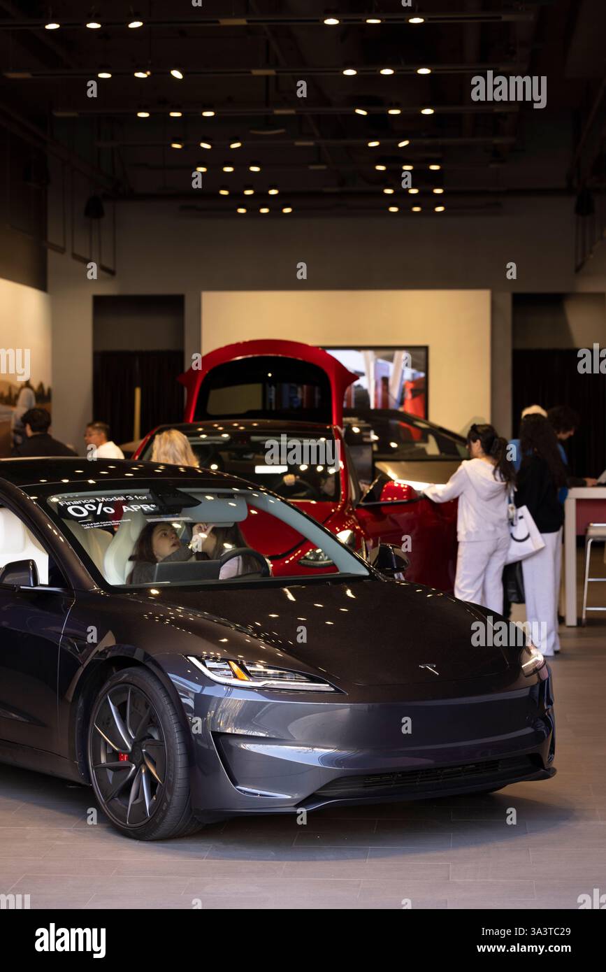 Glendale, California, USA - March 15, 2025: Tesla car models on ...