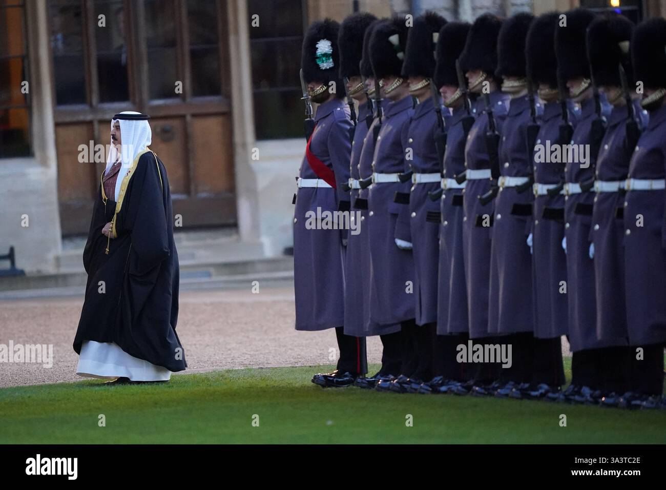King Hamad Bin Isa Al Khalifa, King of the Kingdom of Bahrain after inspecting the Guard of ...