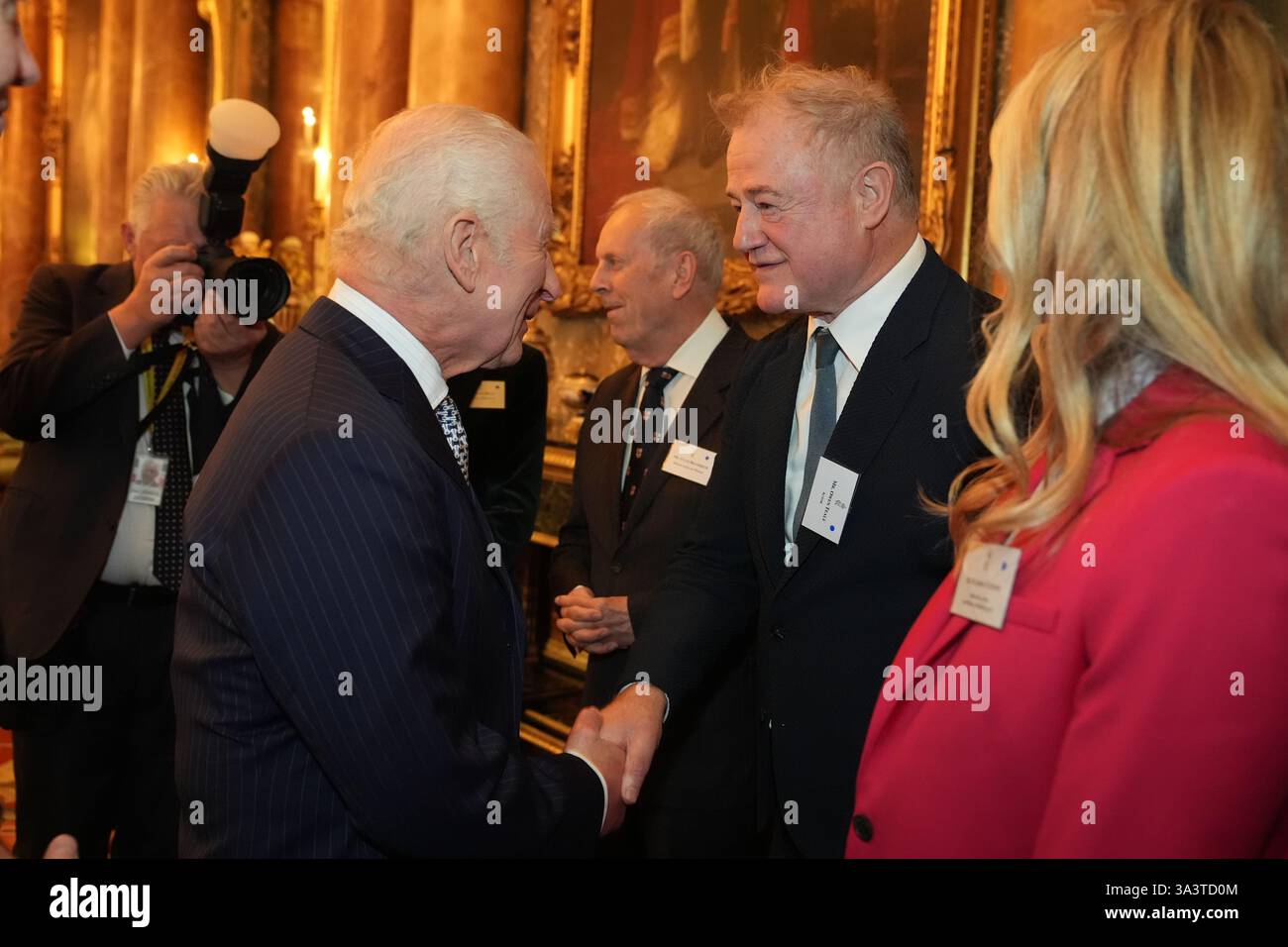 King Charles III with Owen Teale during a reception to mark the ...