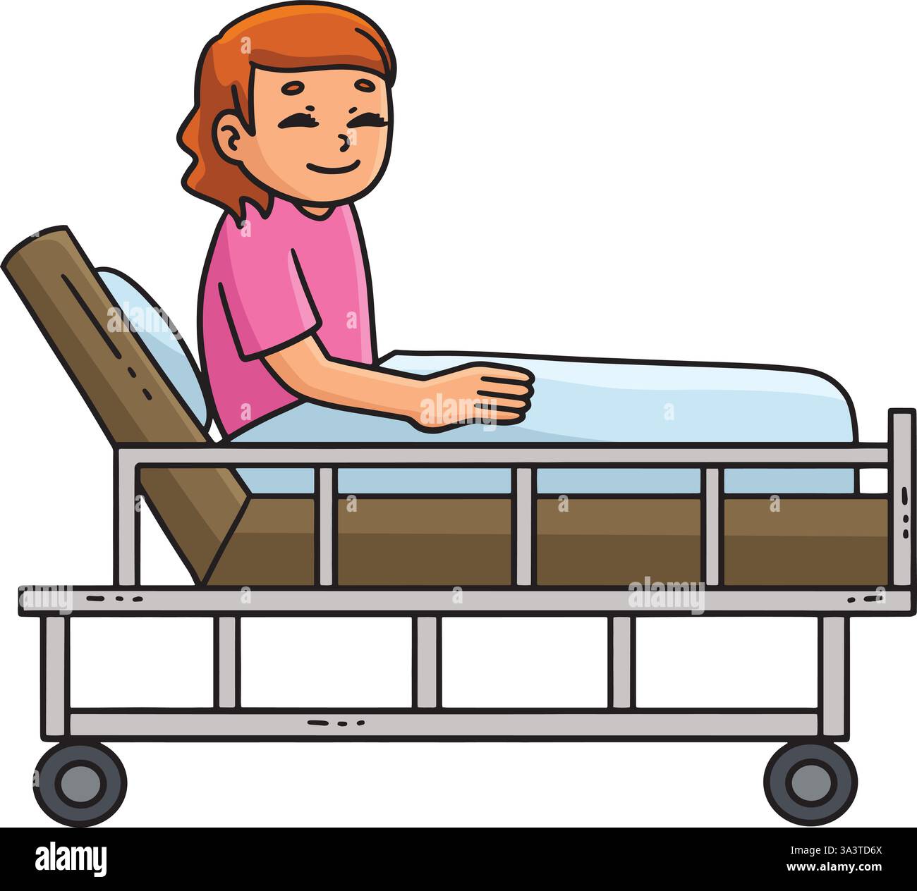 Patient Sitting in Hospital Bed Cartoon Clipart Stock Vector Image ...