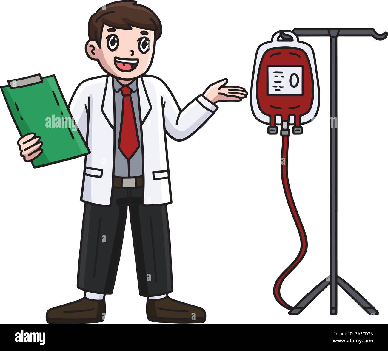 Doctor with Blood Donation Cartoon Colored Clipart Stock Vector Image ...