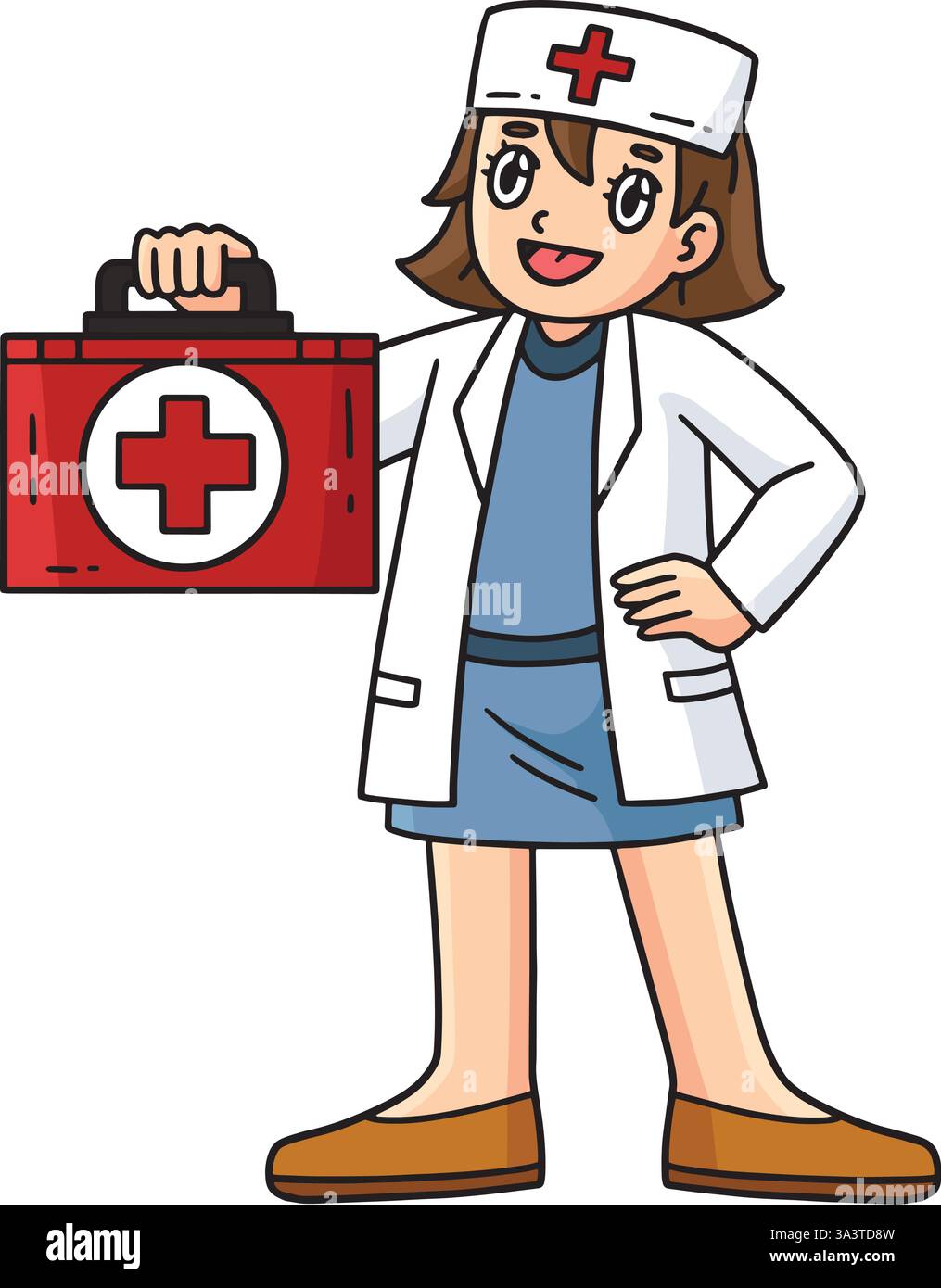 Female Doctor with First Aid Kit Cartoon Clipart Stock Vector Image ...