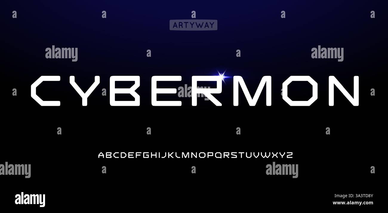 Futuristic cyber font with sleek, modern design and glowing accents ...