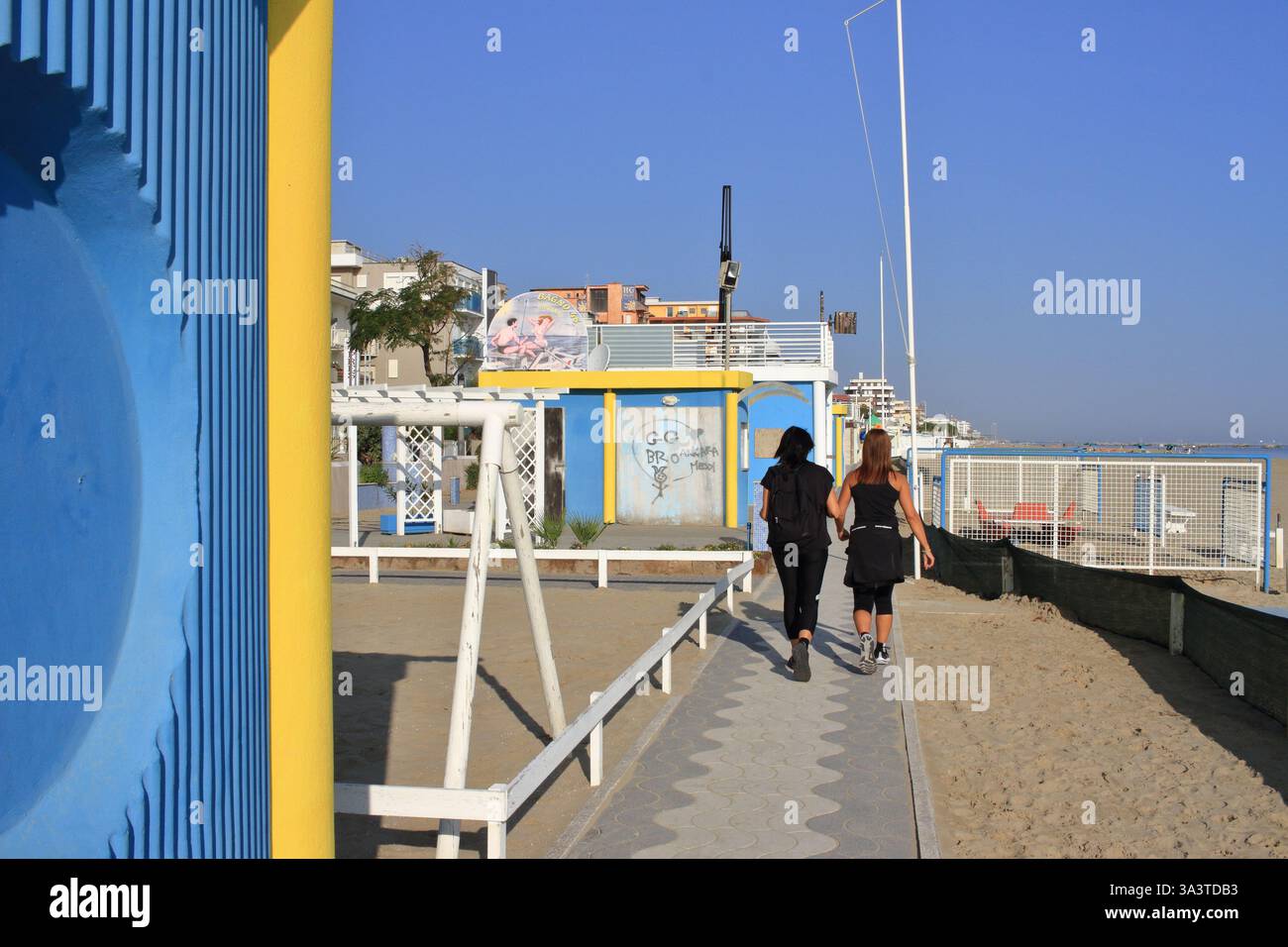 Walk on the beach between the bathing establishments closed after the ...